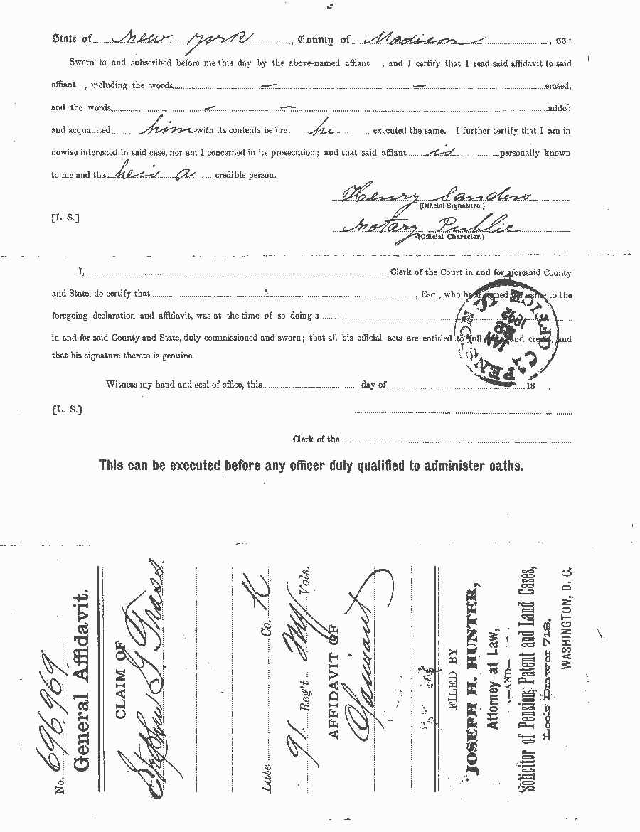 Stephen G. Trass Civil War Pension File, page 27: A Bisbee Family History
